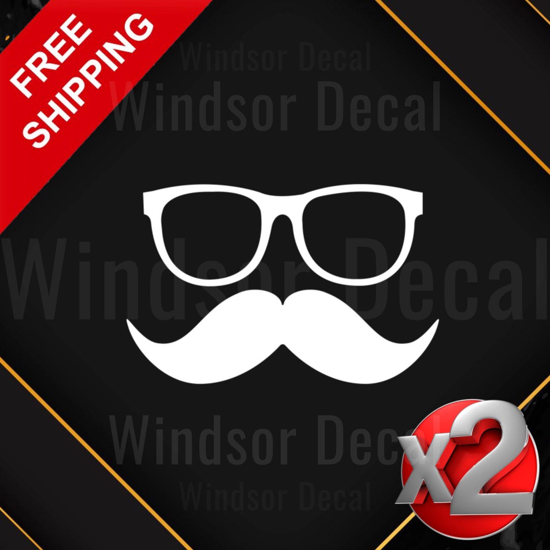 Mustache Glasses Vinyl Decal: Movember Car/truck Sticker (5 Inch, 2X ...