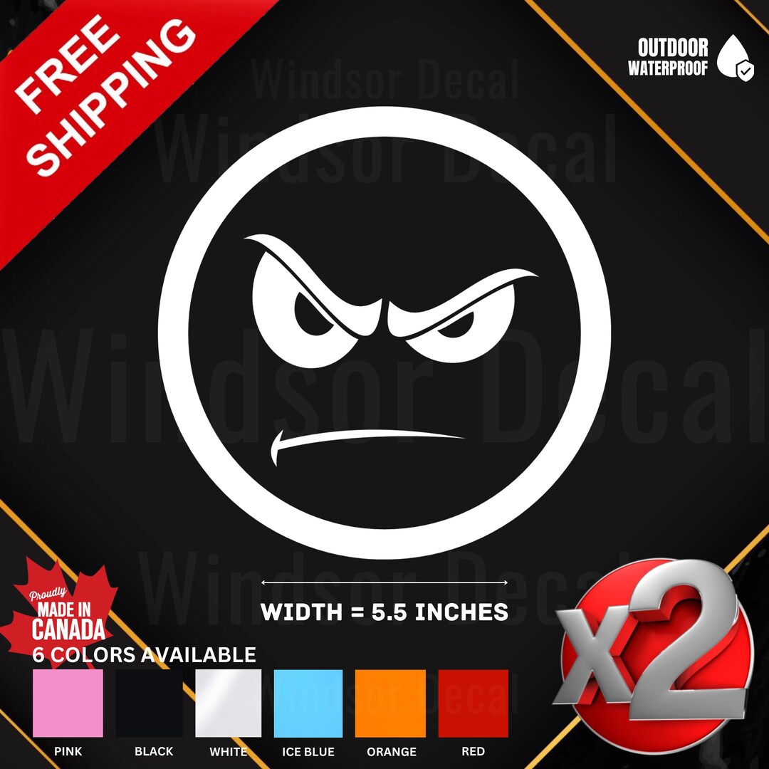 2X Angry Face Emoji Sticker | Cool Emoji Vinyl Decal for Car, Truck ...