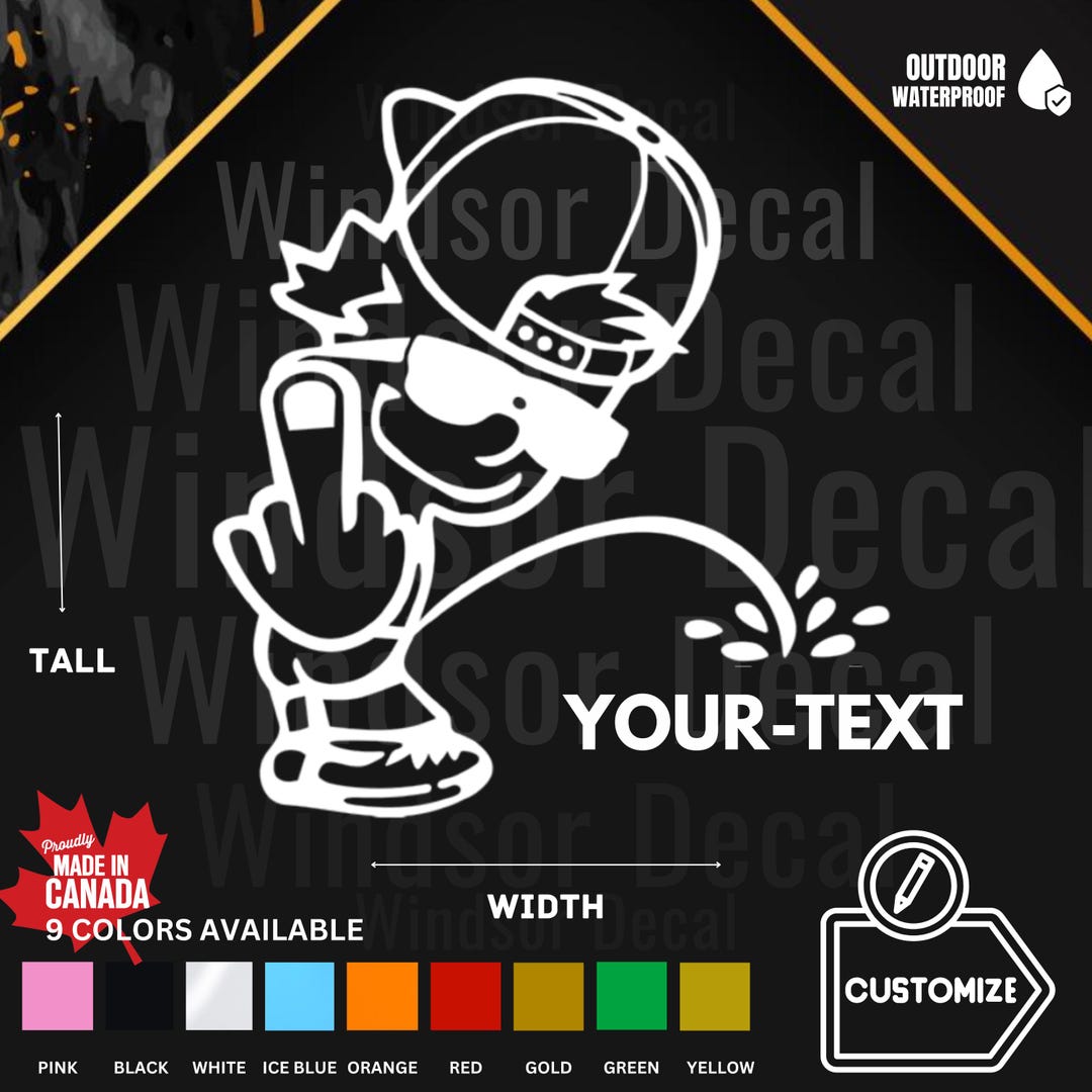 YOUR CUSTOM TEXT Calvin Peeing Middle Finger Decal - Etsy