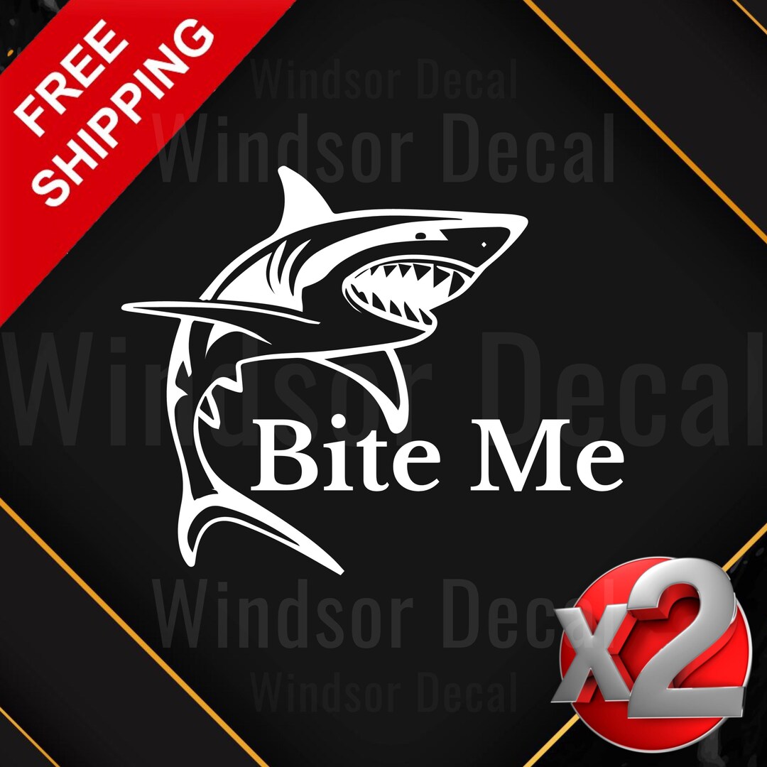 2X Bite Me Vinyl Decal, Shark Bite Design, Funny Ocean Sticker, Custom ...