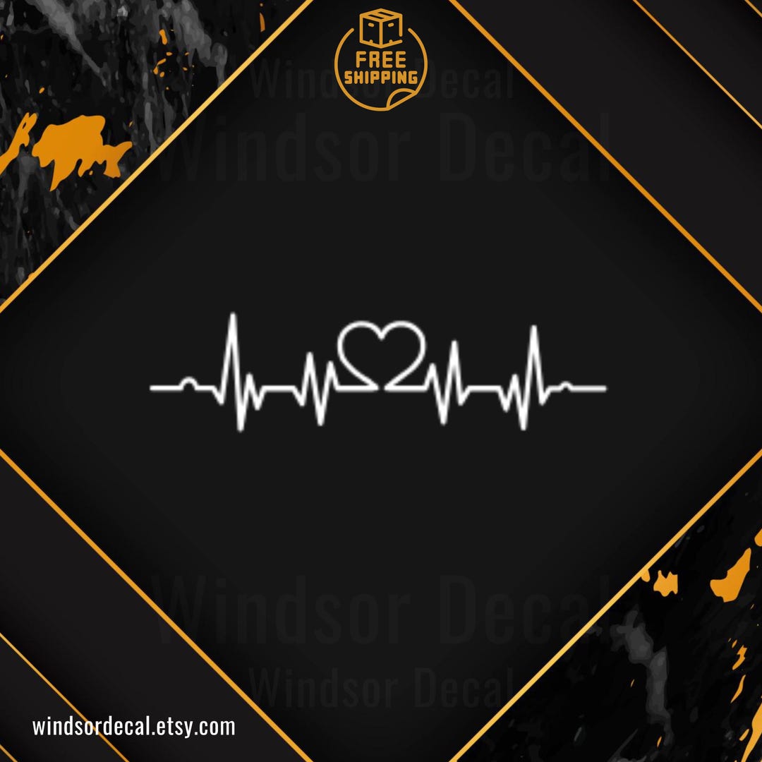 2X Heartbeat Vinyl Decal Sticker, Heartbeat Design With Heart, Custom ...