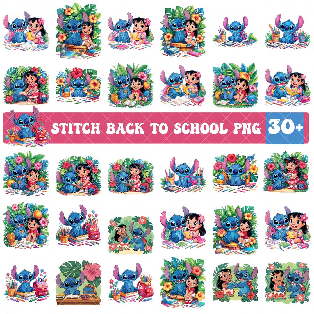 Stitch Back to School PNG Bundle, Cute Lilo Stitch Classroom Png, First ...