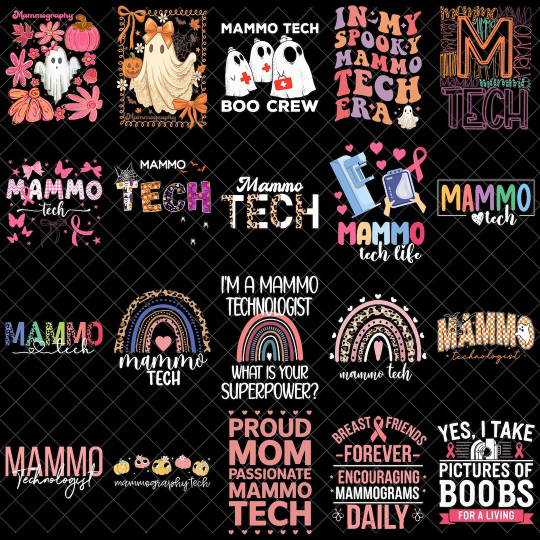 Mammo Tech PNG Bundle, Spooky Mammography Technologist Png, Breast ...