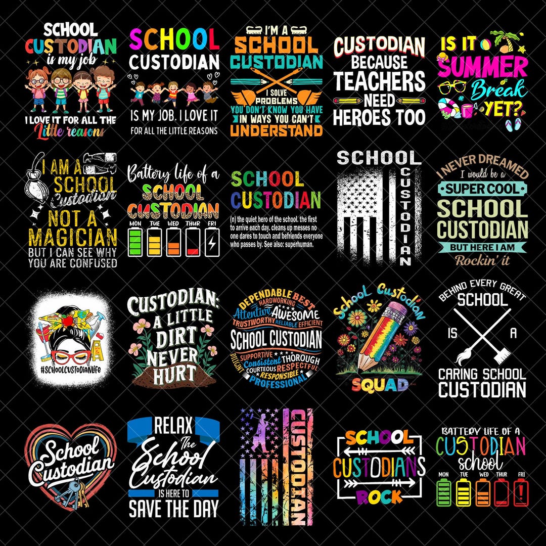 Retro School Custodian PNG Bundle, School Custodian Png, Back to School ...