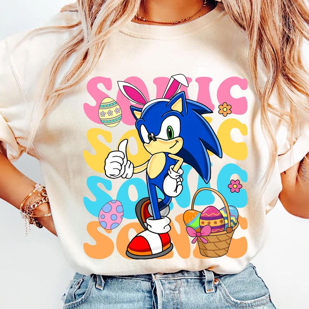 Sonic Easter Cartoon Png, Happy Easter Day Shirt Png, Kids Sonic Bunny ...