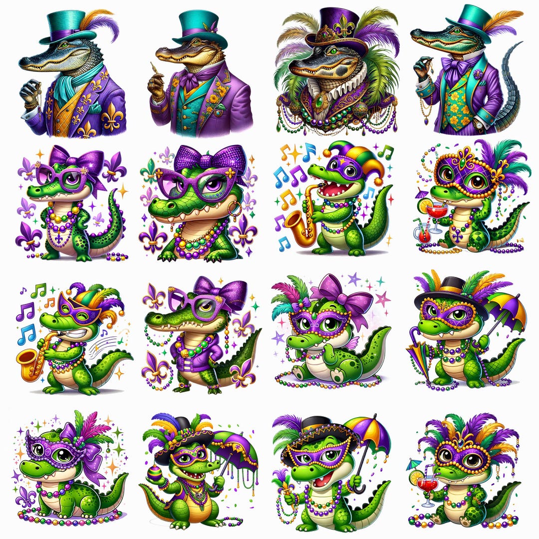 Mardi Gras Alligator Bundle Png, Fat Tuesday Png, Mardi Gras Vibes Png ...