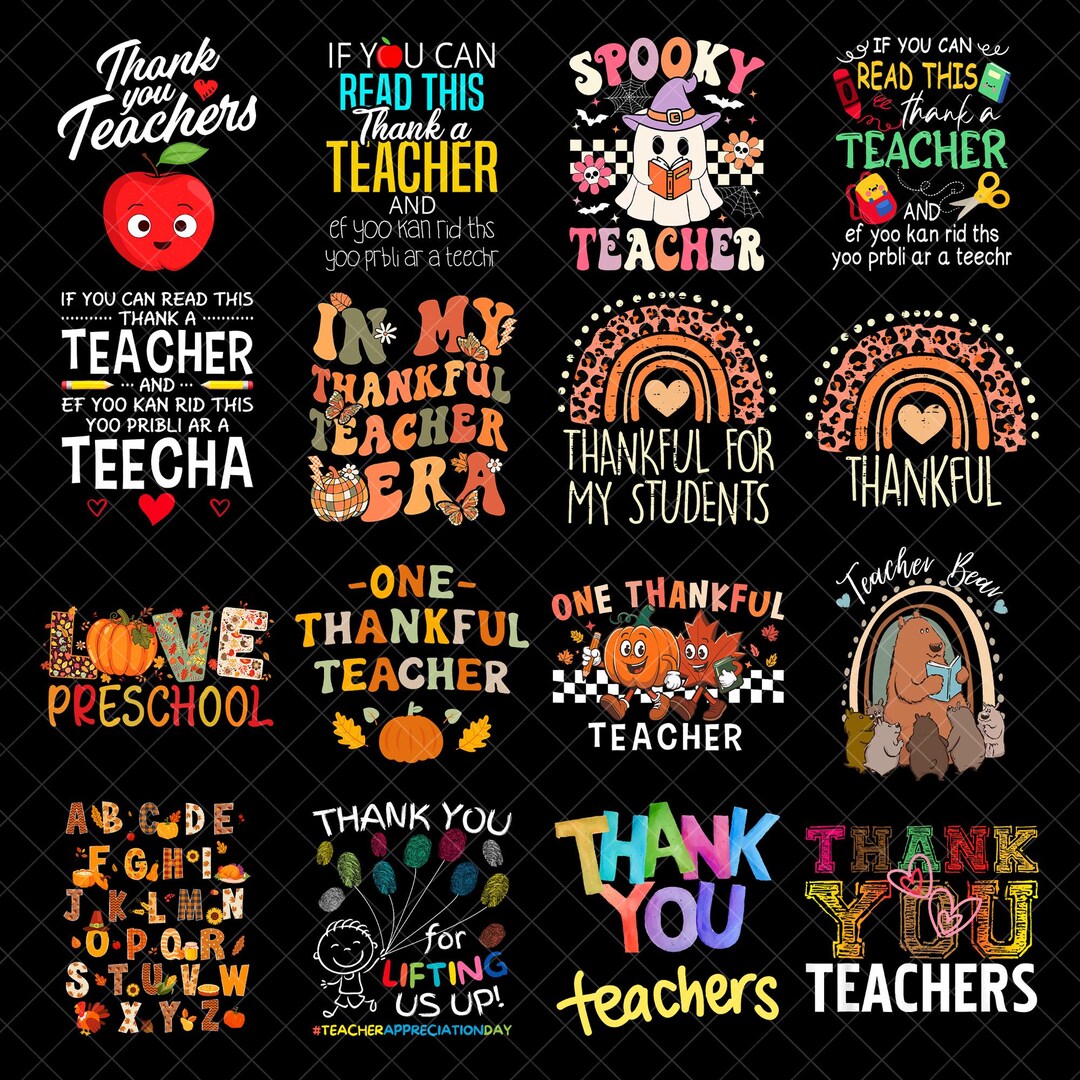 Thankful Teacher Png Bundle, Teacher Rainbow Png, Cute Crayon Pencil ...