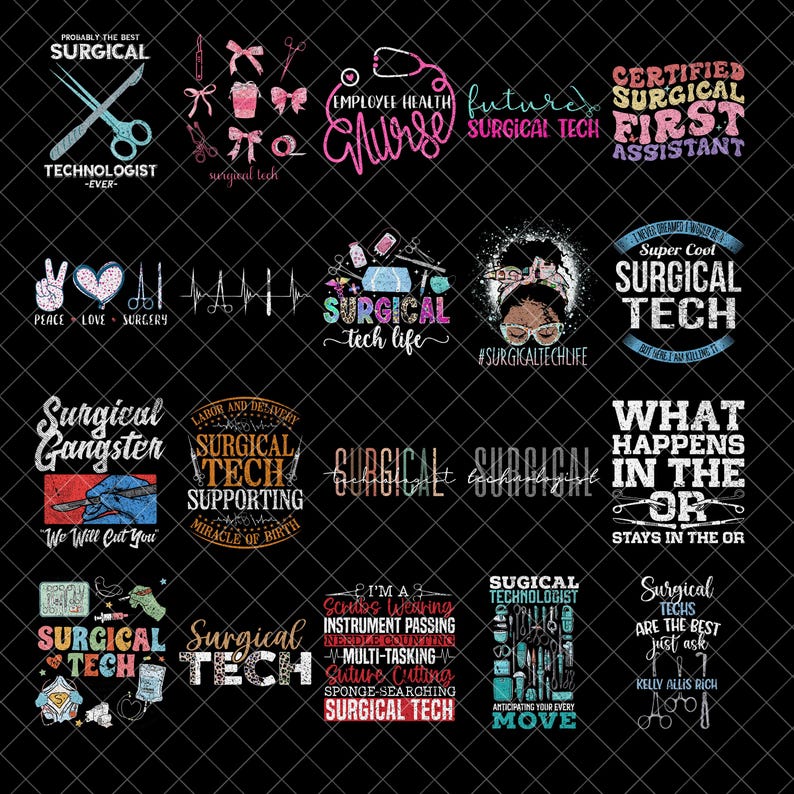 Surgical Tech Png Bundle, Surgical Technologist Png, Retro Groovy ...