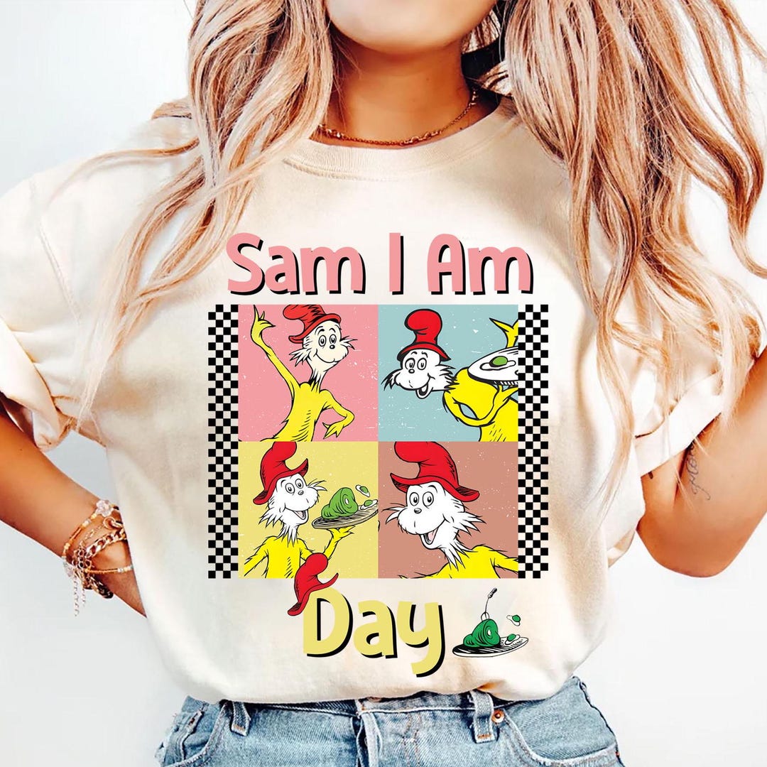 Sam I Am Png, Sam I Am Day Png, Green Eggs and Ham Png, Retro Checkered ...