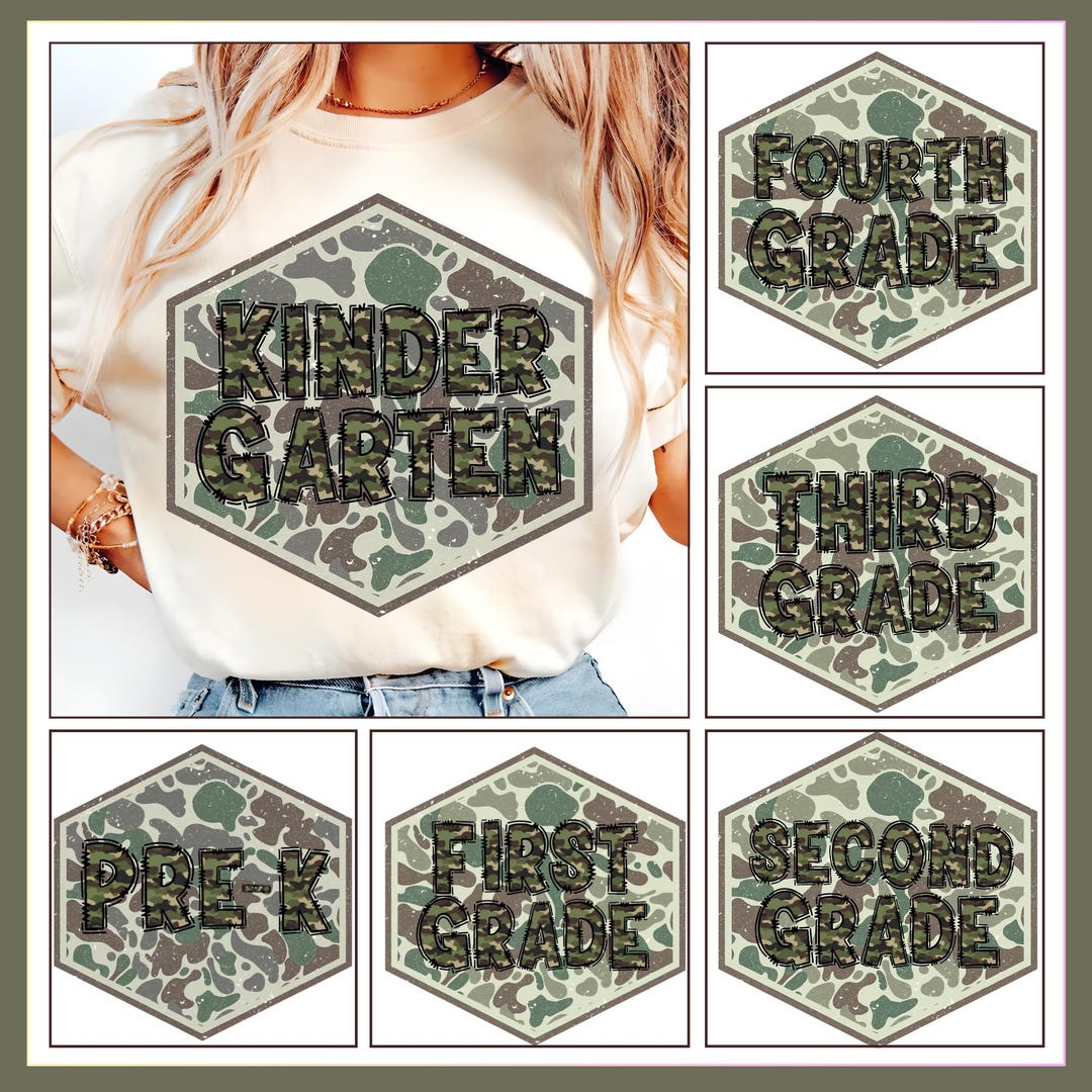 Retro Back to School Boys Bundle Png, Old Camo Bundle, Kindergarten ...