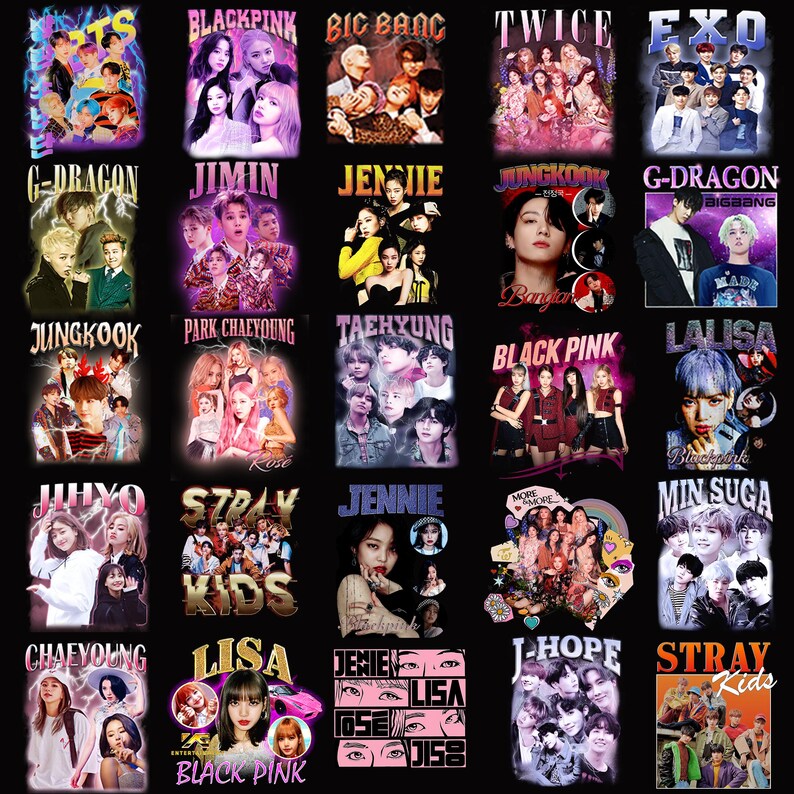Pack 30 Kpop Style Designs T-shirt Png, Kpop Style Bootleg Design Png ...