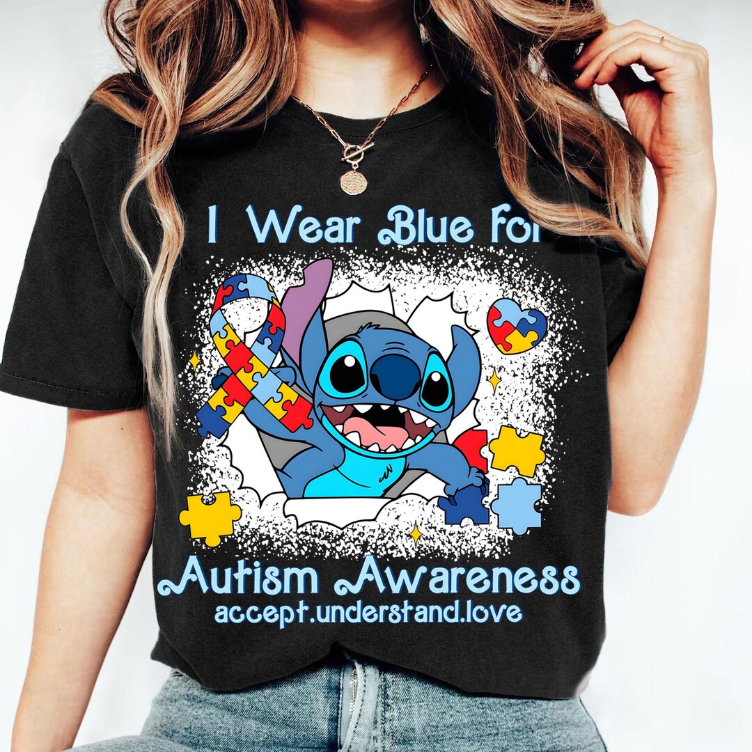 Stitch Autism Awareness Png, I Wear Blue for Autism Awareness Png ...