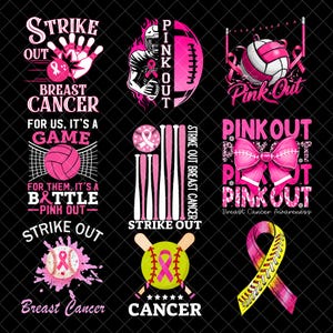 Pink Out Sports Png Bundle, Breast Cancer Awareness Game Day PNG ...