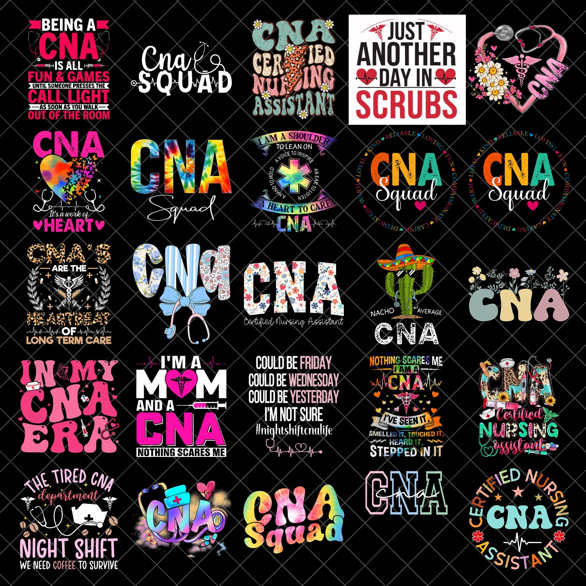 CNA Png Bundle, Certified Nursing Assistant Life, Retro CNA Life Png ...