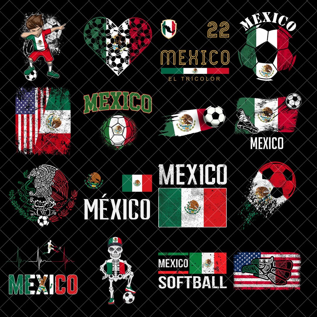 Mexico Soccer Flag Png Bundle, Mexican Pride PNG, Soccer Softball Png ...