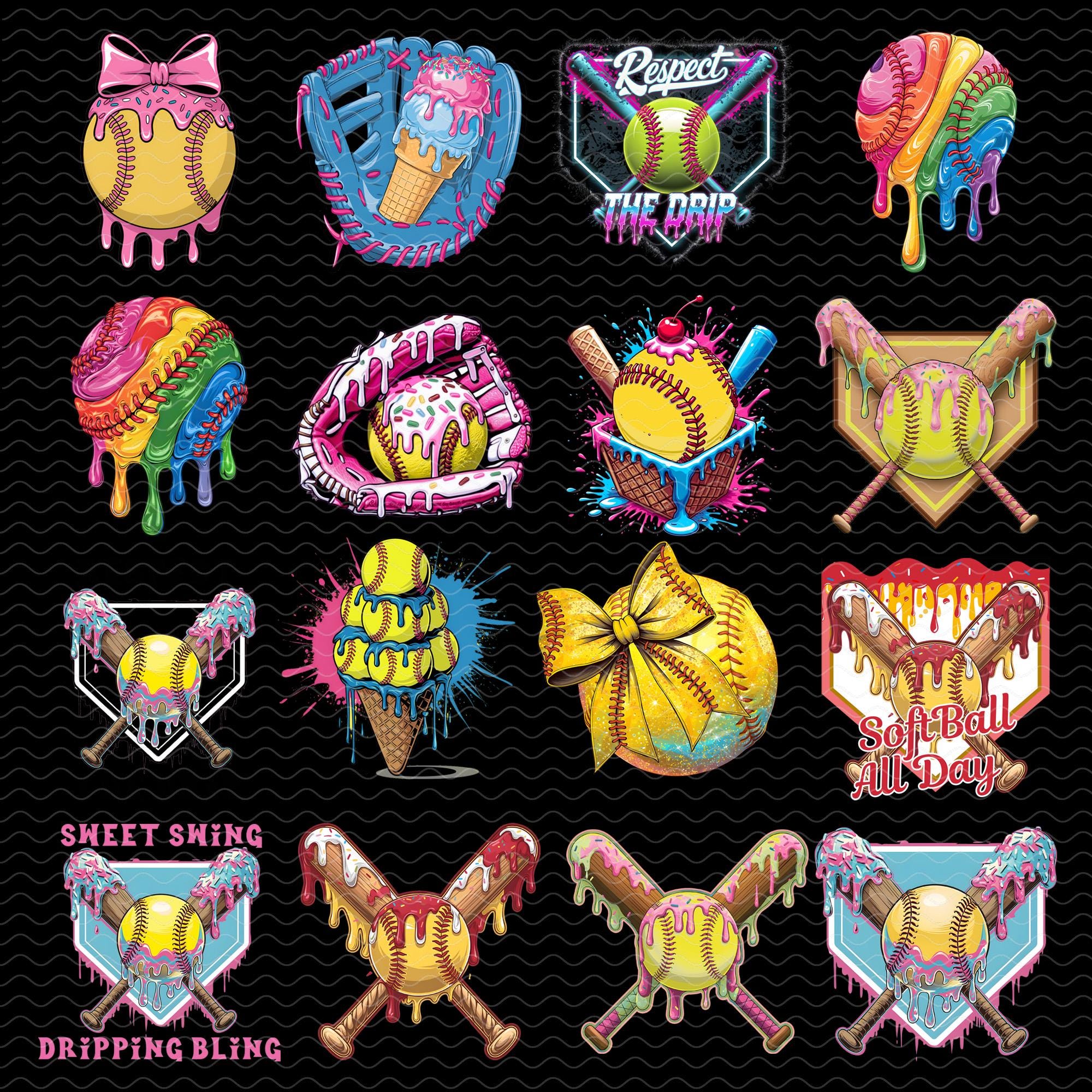 Softball Icecream Drip Png, Softball Bundle PNG, Softball Mama Png ...