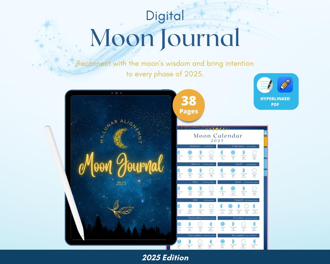 Digital Moon Journal | 2025 New Moon Intentions Tracker | Moon ...