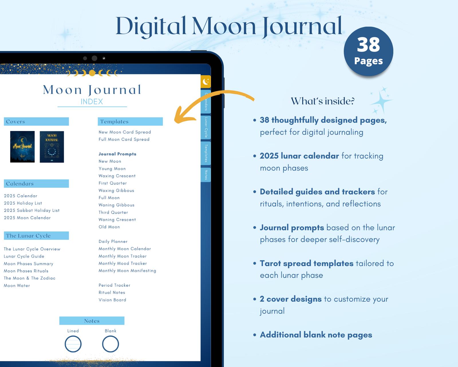 Digital Moon Journal | 2025 New Moon Intentions Tracker | Moon ...