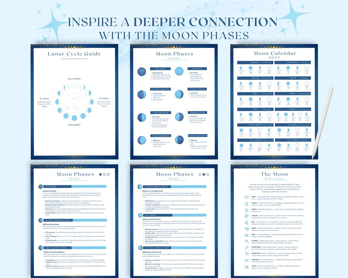 Digital Moon Journal | 2025 New Moon Intentions Tracker | Moon ...