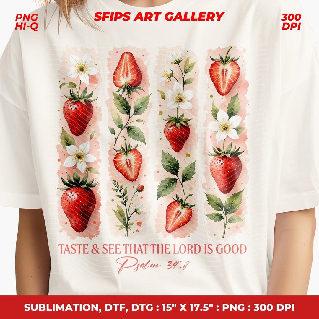 Strawberry Bible Verse PNG: Christian Inspirational Design (digital ...