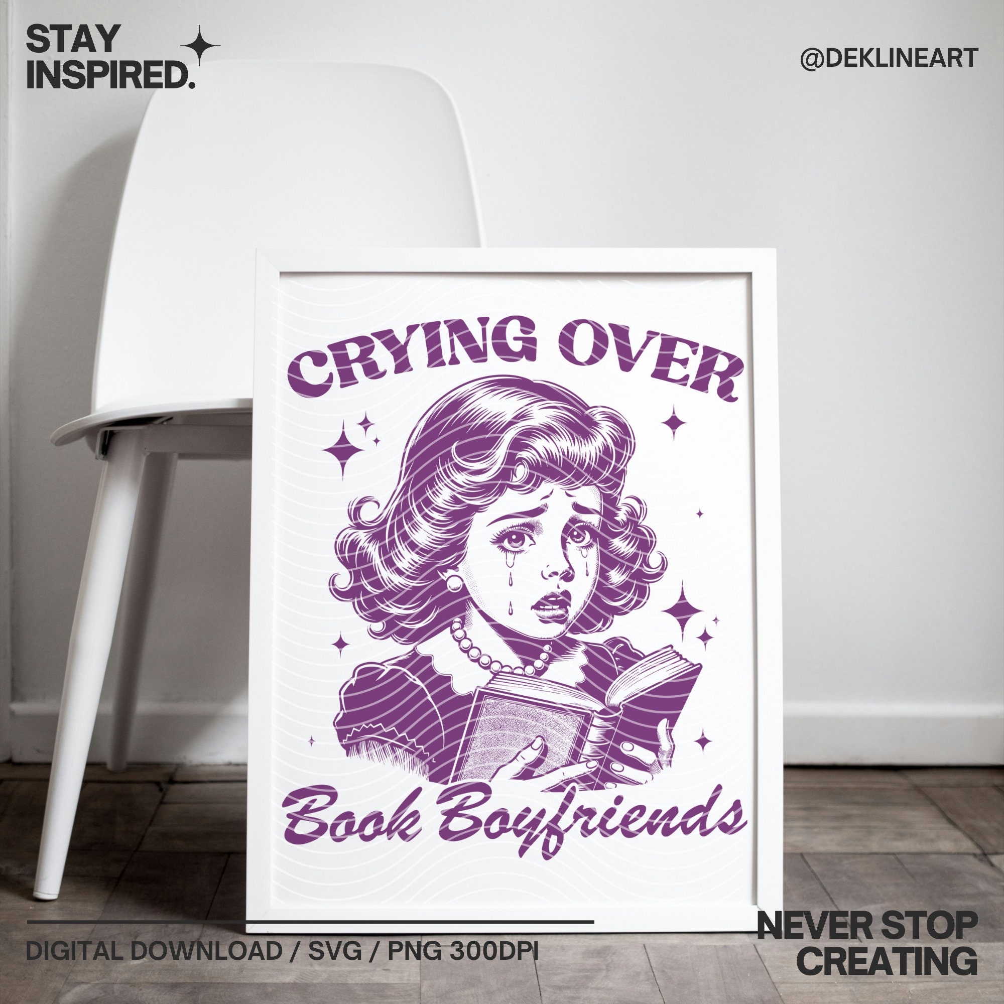 Crying Over Book Boyfriends, SVG PNG Files, Trendy Vintage Retro ...