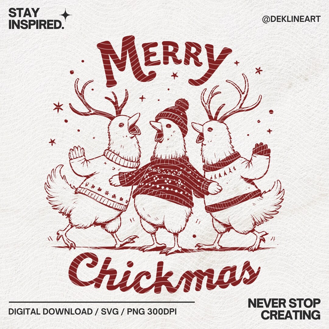 Merry Chickmas SVG PNG, Funny Christmas Chicken Club Shirt Design ...