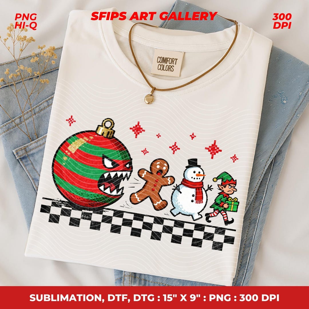 Retro Arcade Christmas PNG, Monster Chasing Elf (digital Download) - Etsy