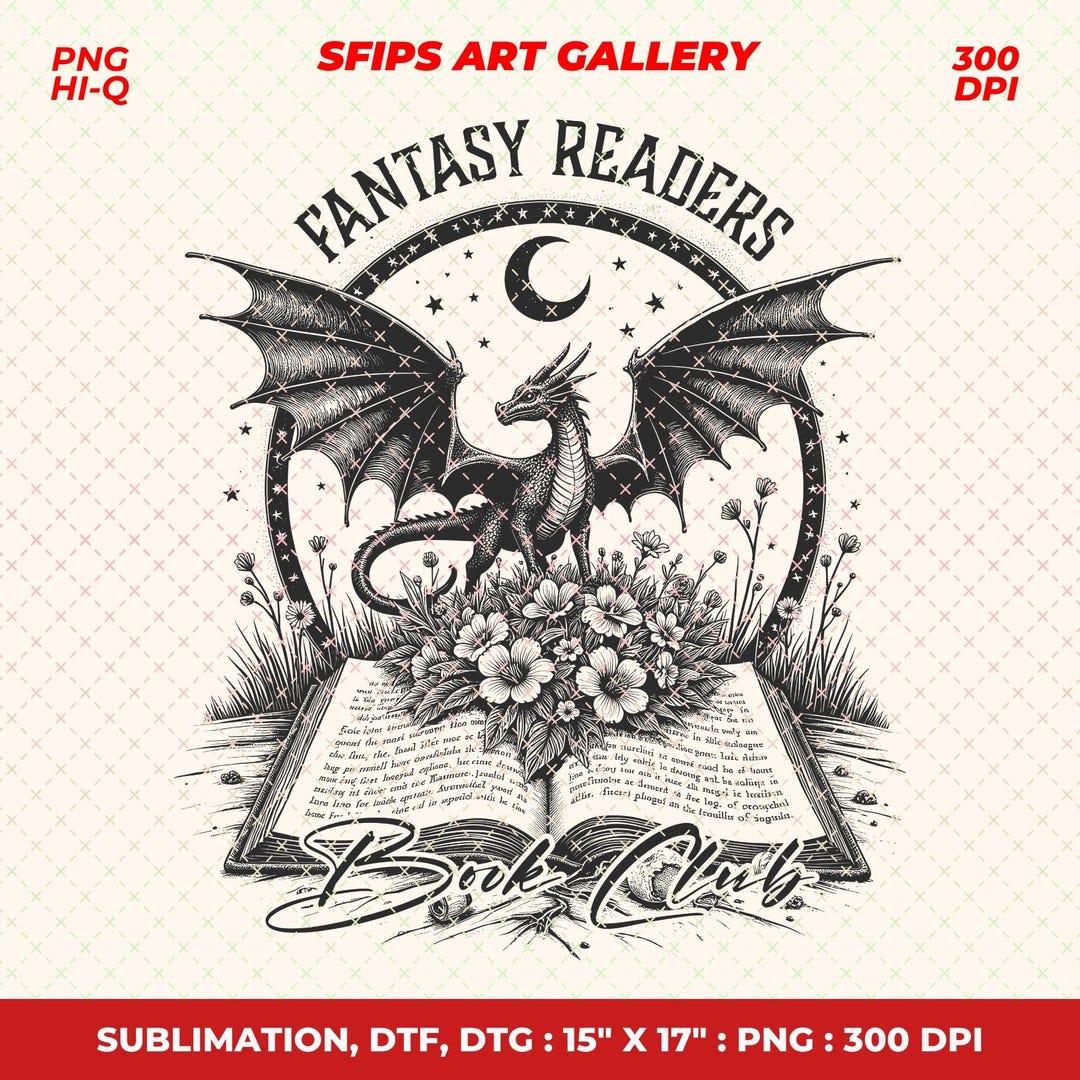 Fantasy Readers Dragon Book Club Design (digital Download) - Etsy