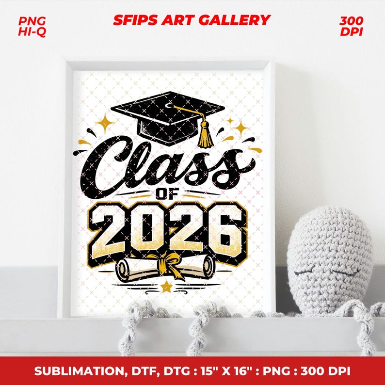 Class of 2026 PNG Bold Gold Graduation Senior Grad Design (digital ...