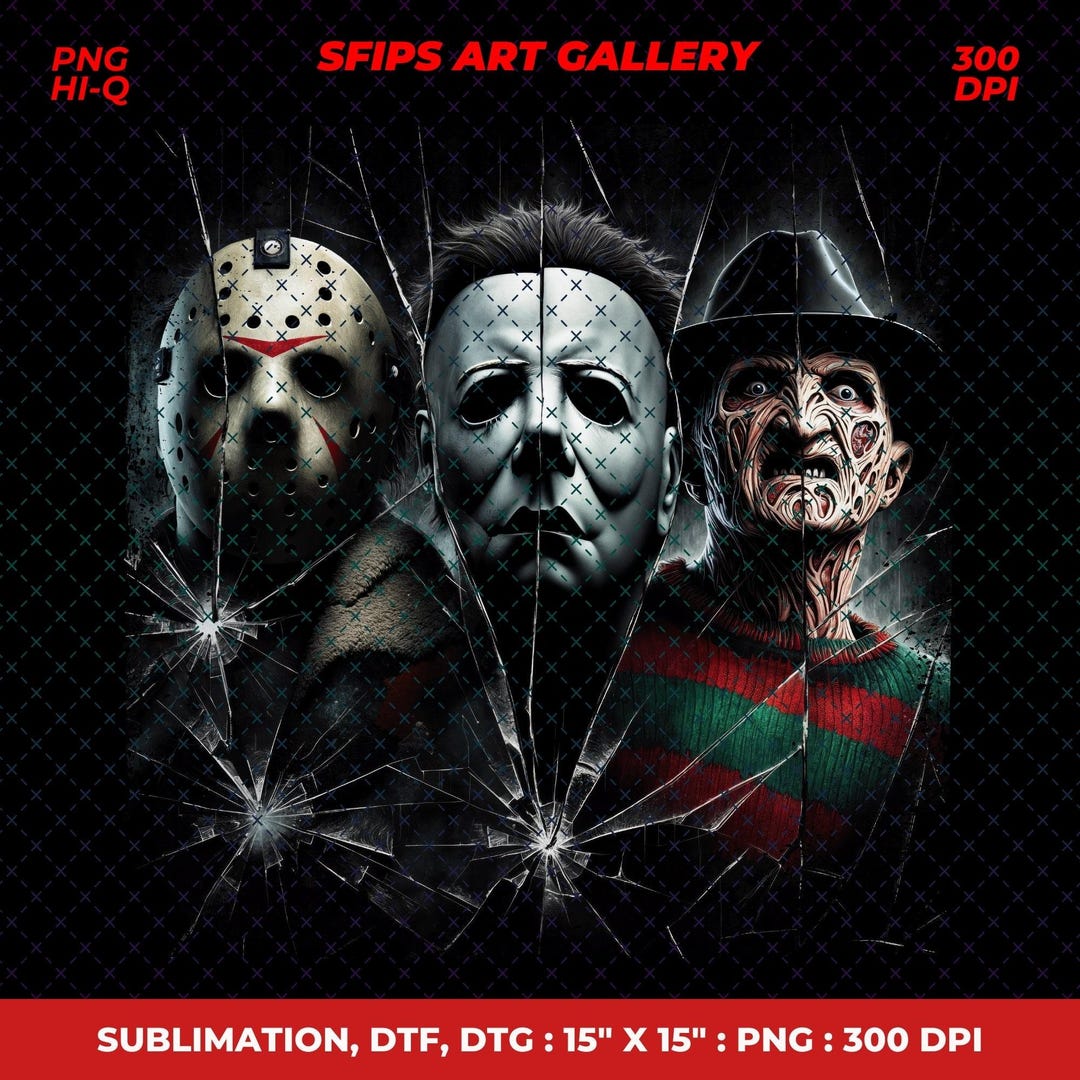 Three Killers PNG: Horror Movie Fan Art, Sublimation Design (digital ...