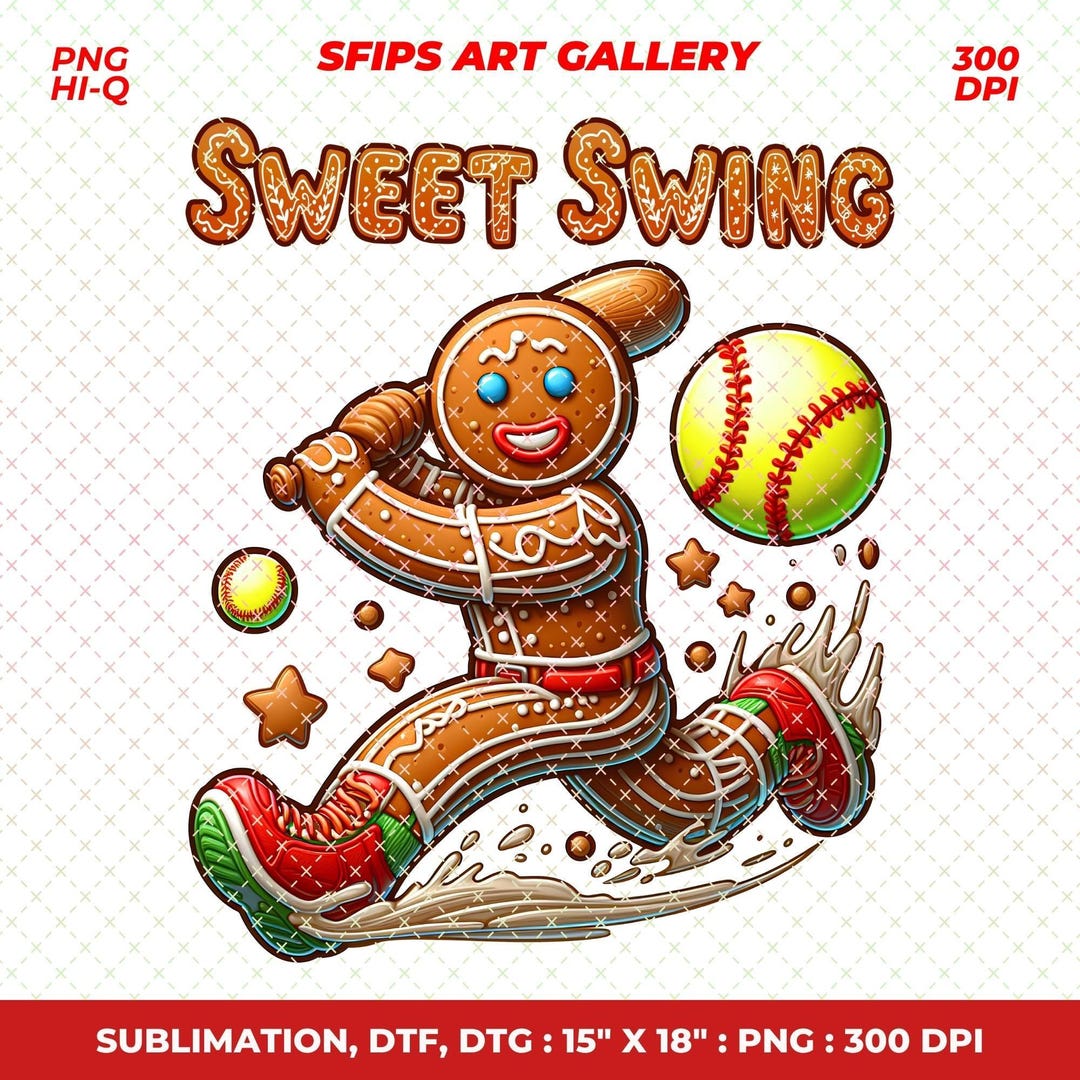 Gingerbread Baseball PNG: Christmas Shirt Design (digital File PNG ...