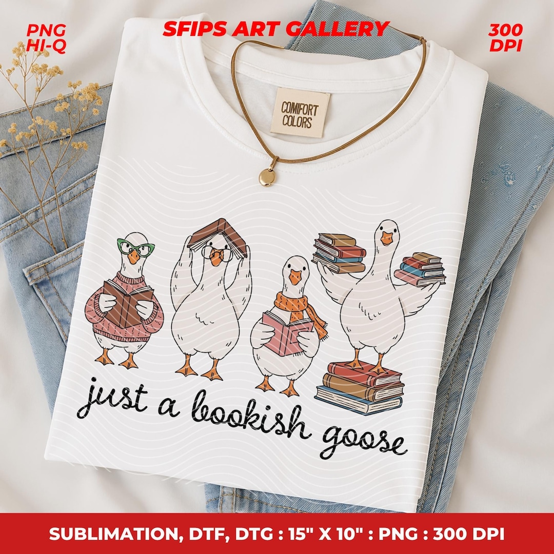 Bookish Goose PNG: Funny Book Nerd Design (digital Download) - Etsy