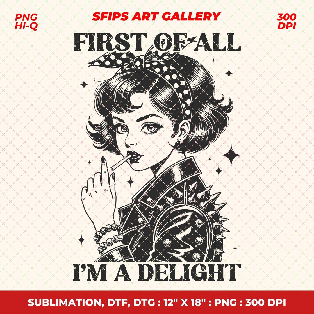 Retro Sassy Girl PNG: Funny Vintage Design for Sublimation (digital ...