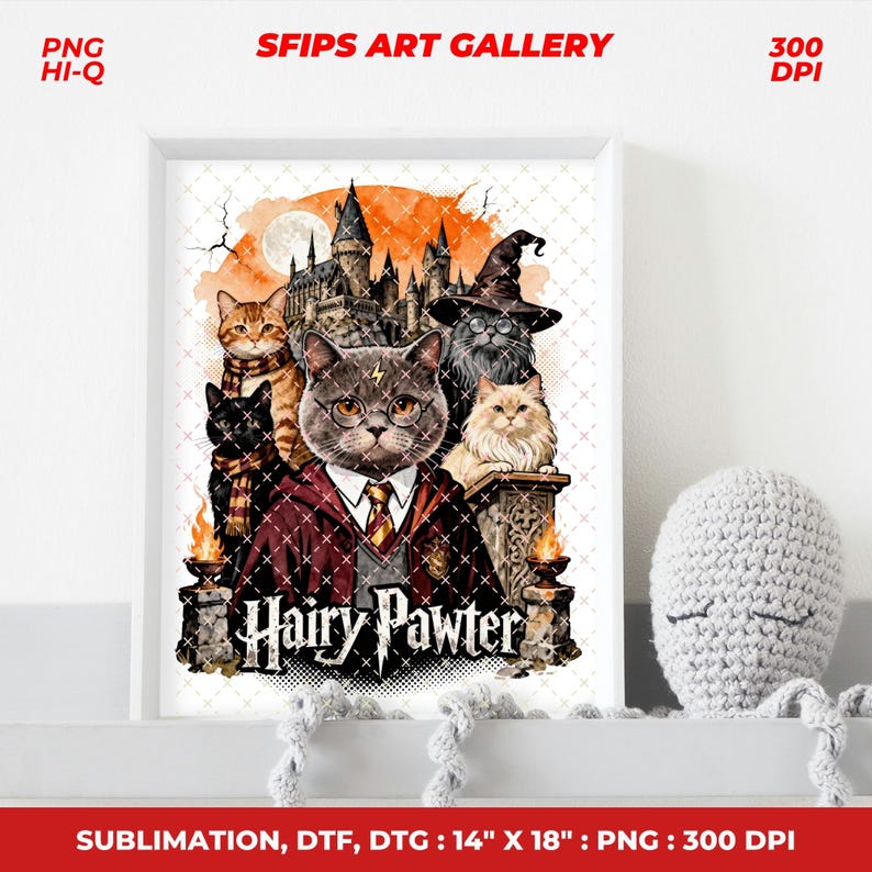 Hairy Pawter Cat Wizard PNG, Funny Feline Art (digital Download) - Etsy