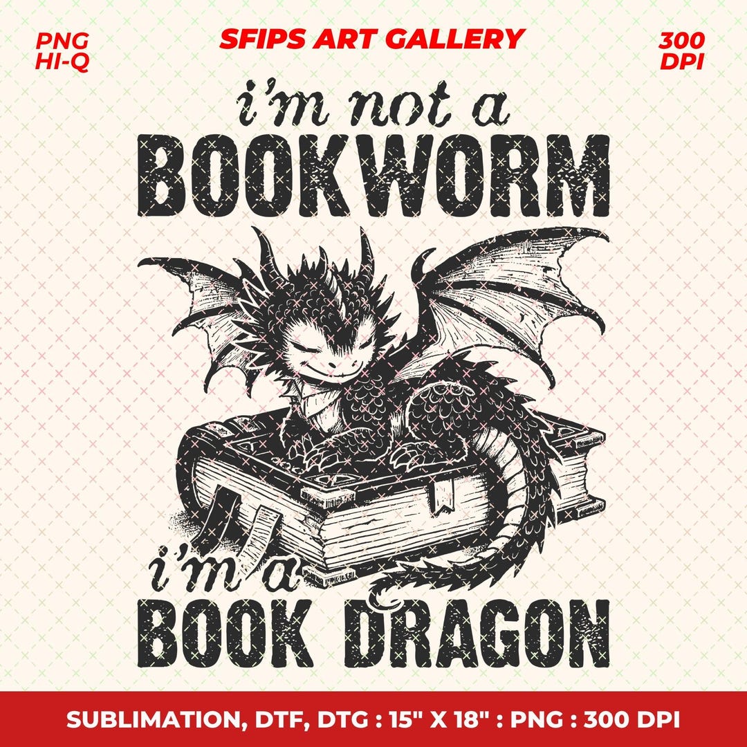 Book Dragon PNG: Funny Retro Dragon Design (digital Download) - Etsy