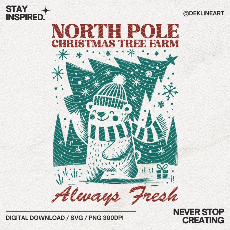 North Pole Farm Fresh, SVG PNG Files, Christmas Tree, Funny Cute Trendy ...