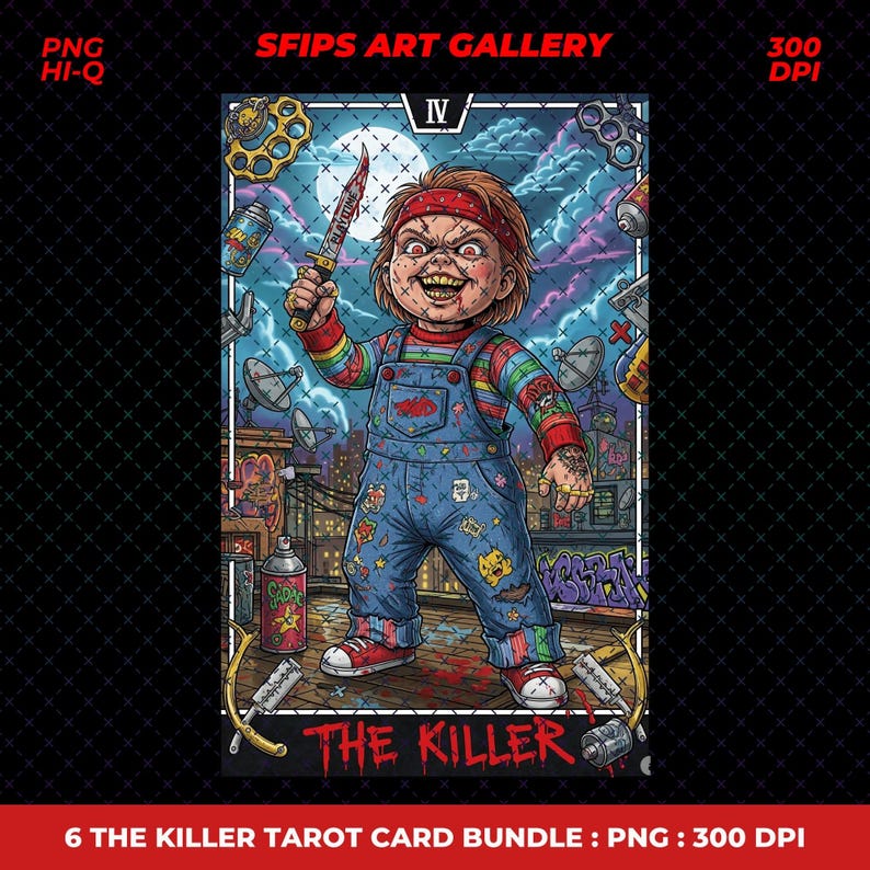 The Killer Tarot Card Bundle PNG, Horror Fan Art Png, Horror Halloween ...