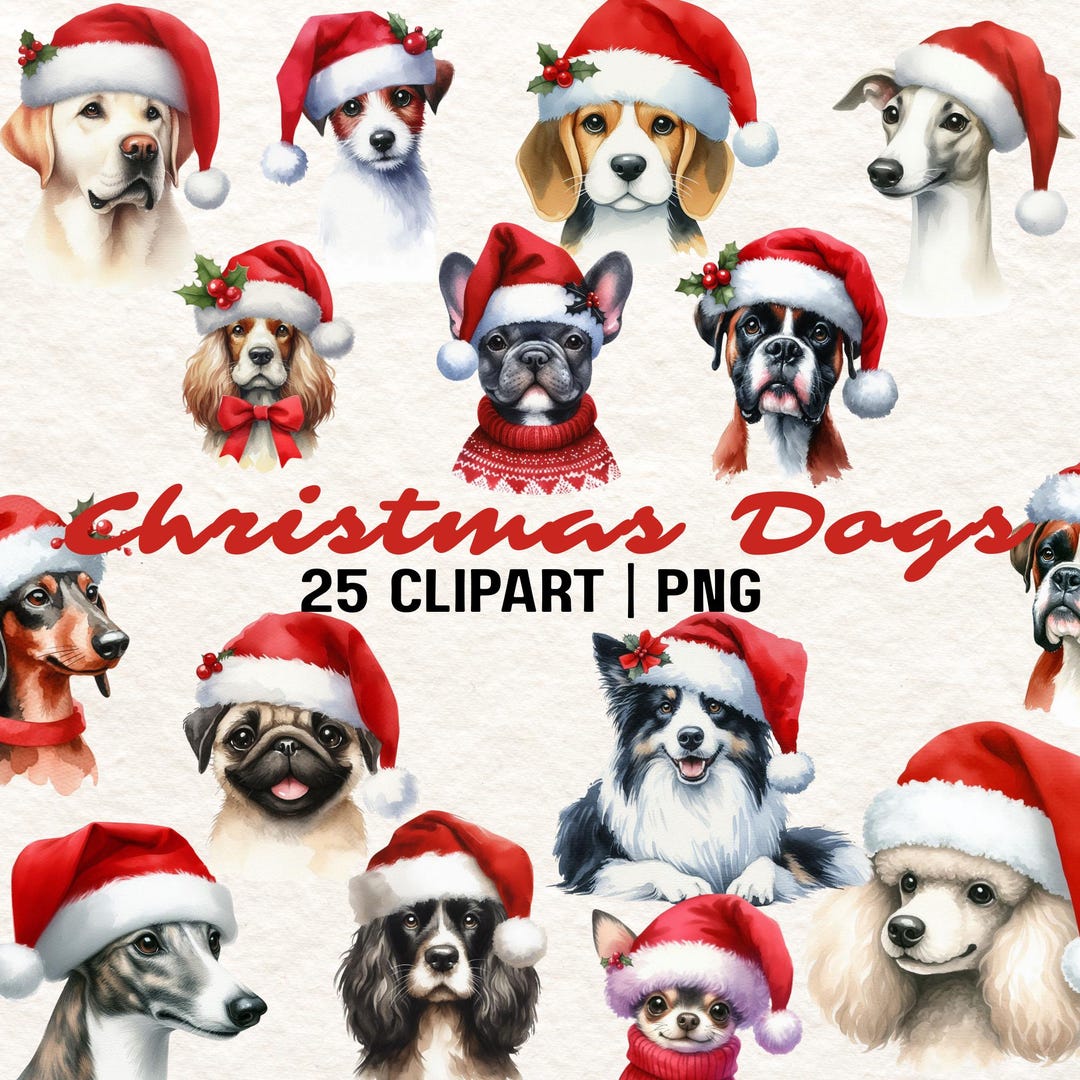 25 Christmas Dog Clipart | Christmas Puppy Clipart | Christmas Dog Clip ...