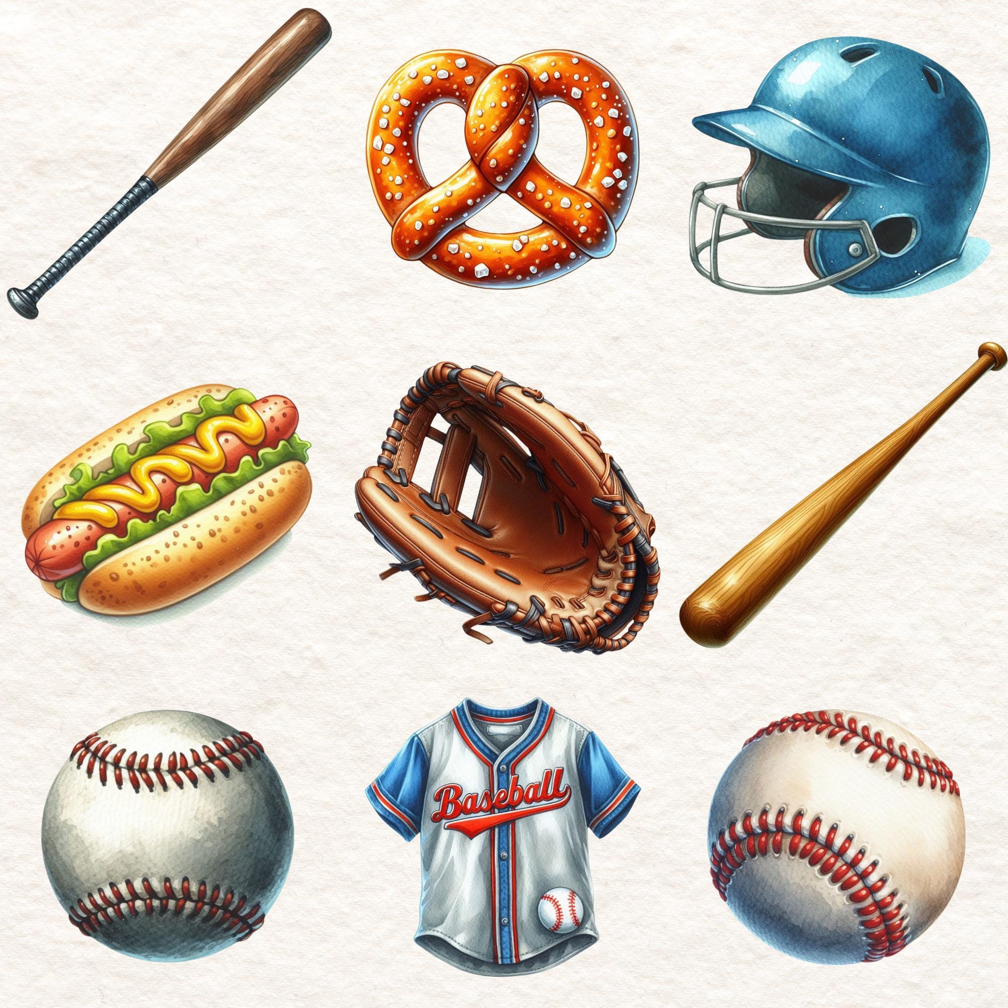 25 Baseball Watercolor Clipart: Sports Graphics (PNG Digital Download ...