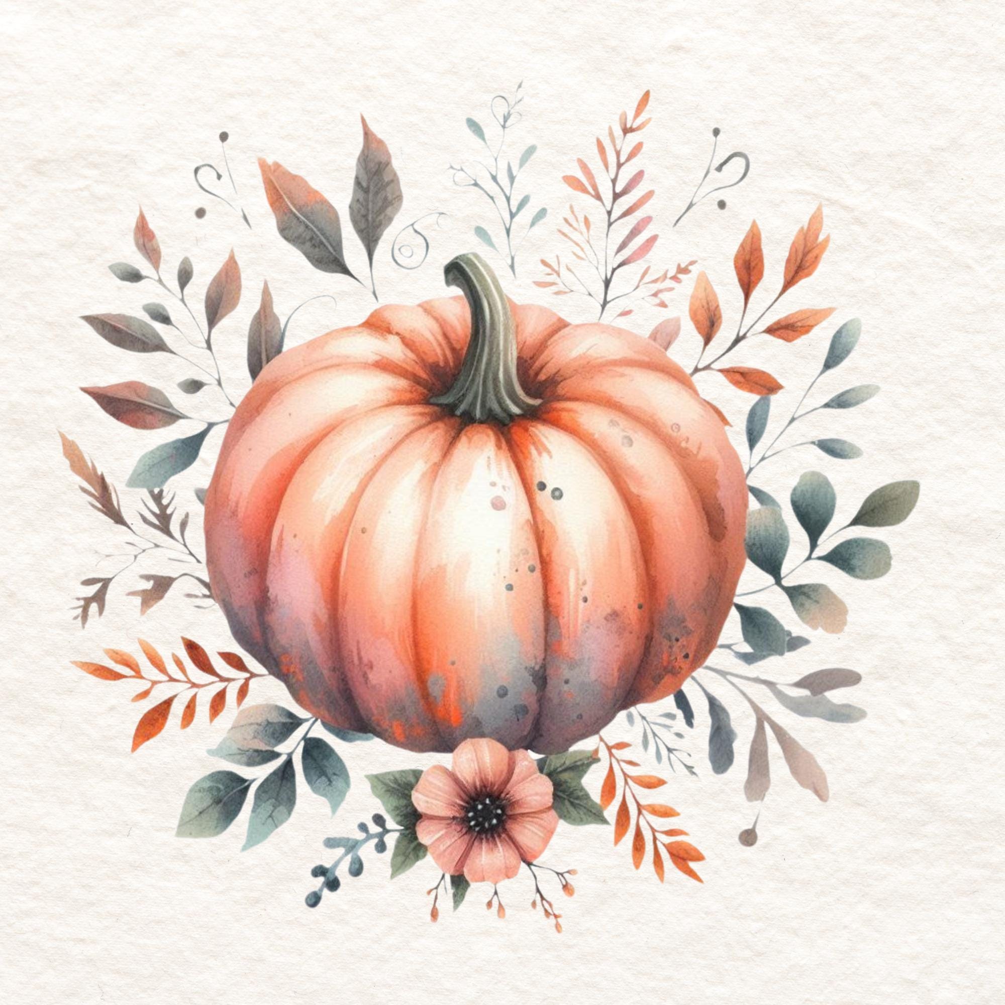 25 Boho Pumpkin Watercolor Clipart: Autumn PNG Images (digital Download ...