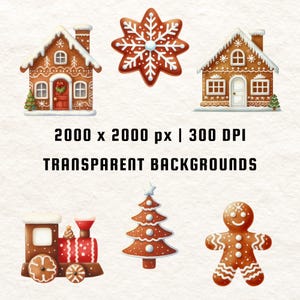 Gingerbread Watercolor Clipart: Christmas PNG Images (digital Download ...
