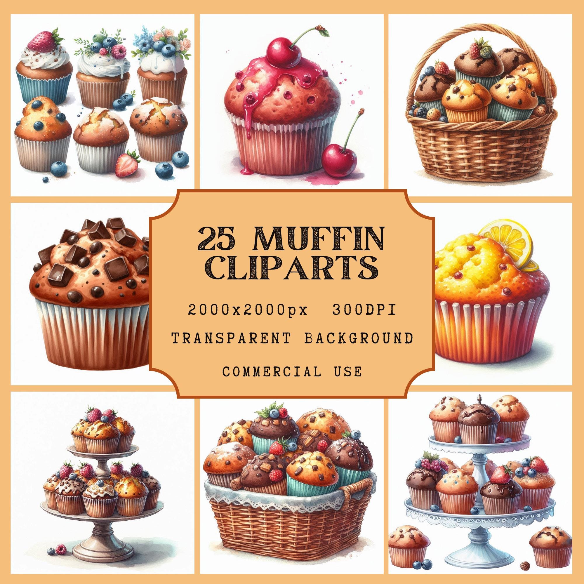 25 Muffin Clipart Bakery Clipart Breakfast Clipart Baked Goods PNG ...