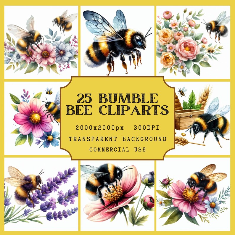 25 Bumble Bee Clipart | Bee PNG | Bee Clipart | Bee Invitation ...