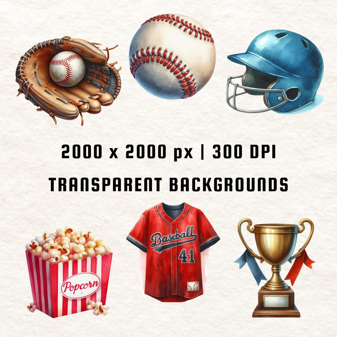 25 Baseball Watercolor Clipart: Sports Graphics (PNG Digital Download ...