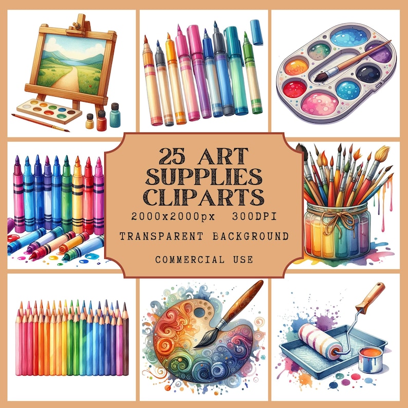 25 Art Supplies Clipart | Transparent Background | Art Clipart ...