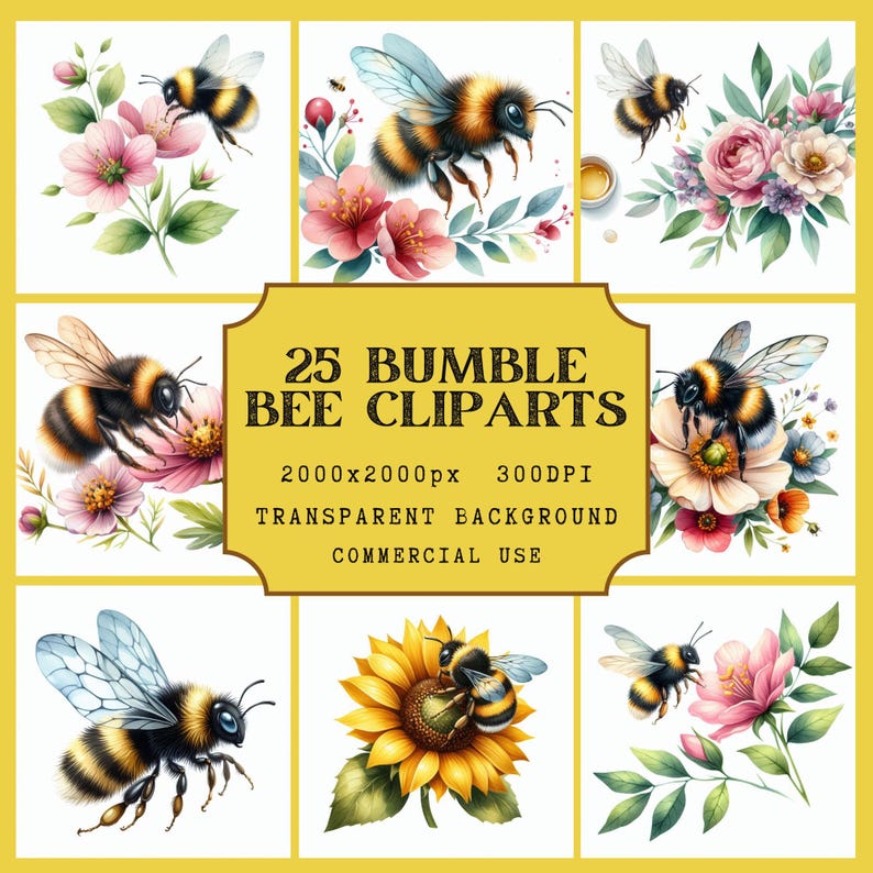 25 Bumble Bee Clipart | Bee PNG | Bee Clipart | Bee Invitation ...
