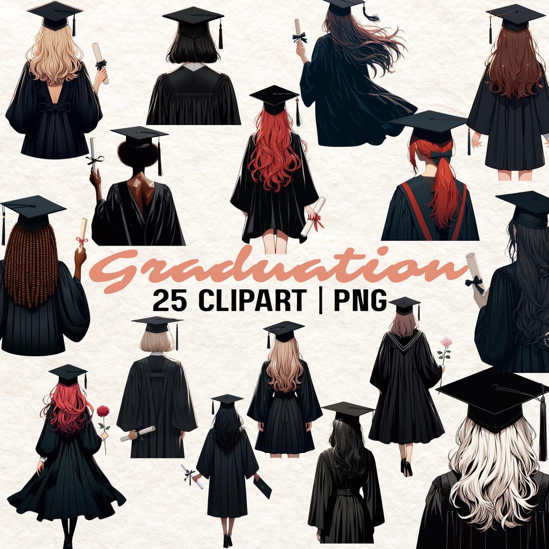 Graduation Girl Clipart Bundle: Watercolor Graduate Illustrations ...
