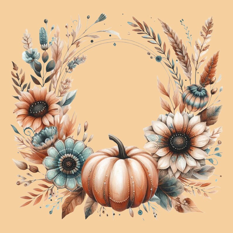 25 Boho Pumpkin Clipart Pumpkin Printable Autumn Clipart Fall Clipart ...