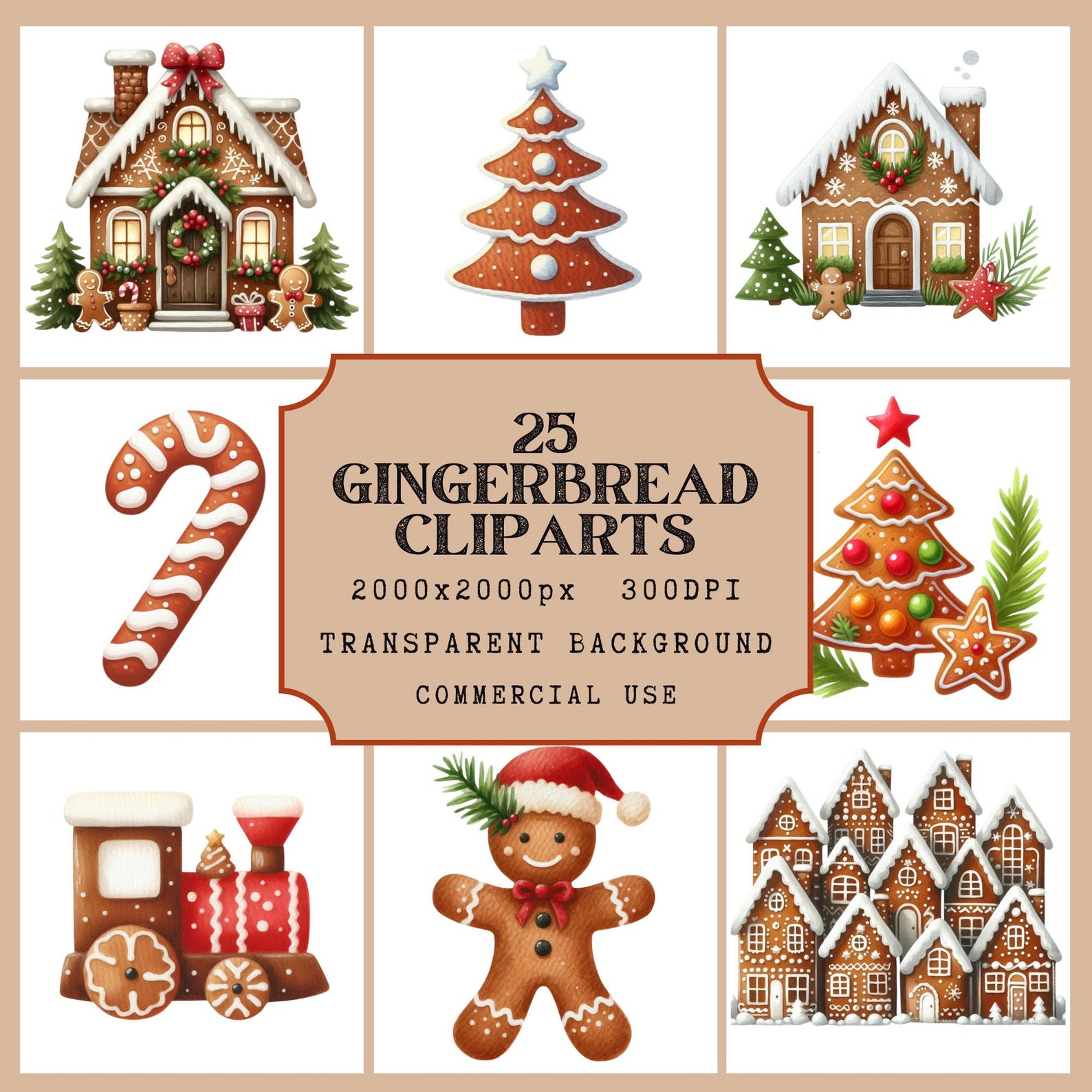 25 Gingerbread Clipart | Christmas Clipart | Gingerbread Man Clipart ...