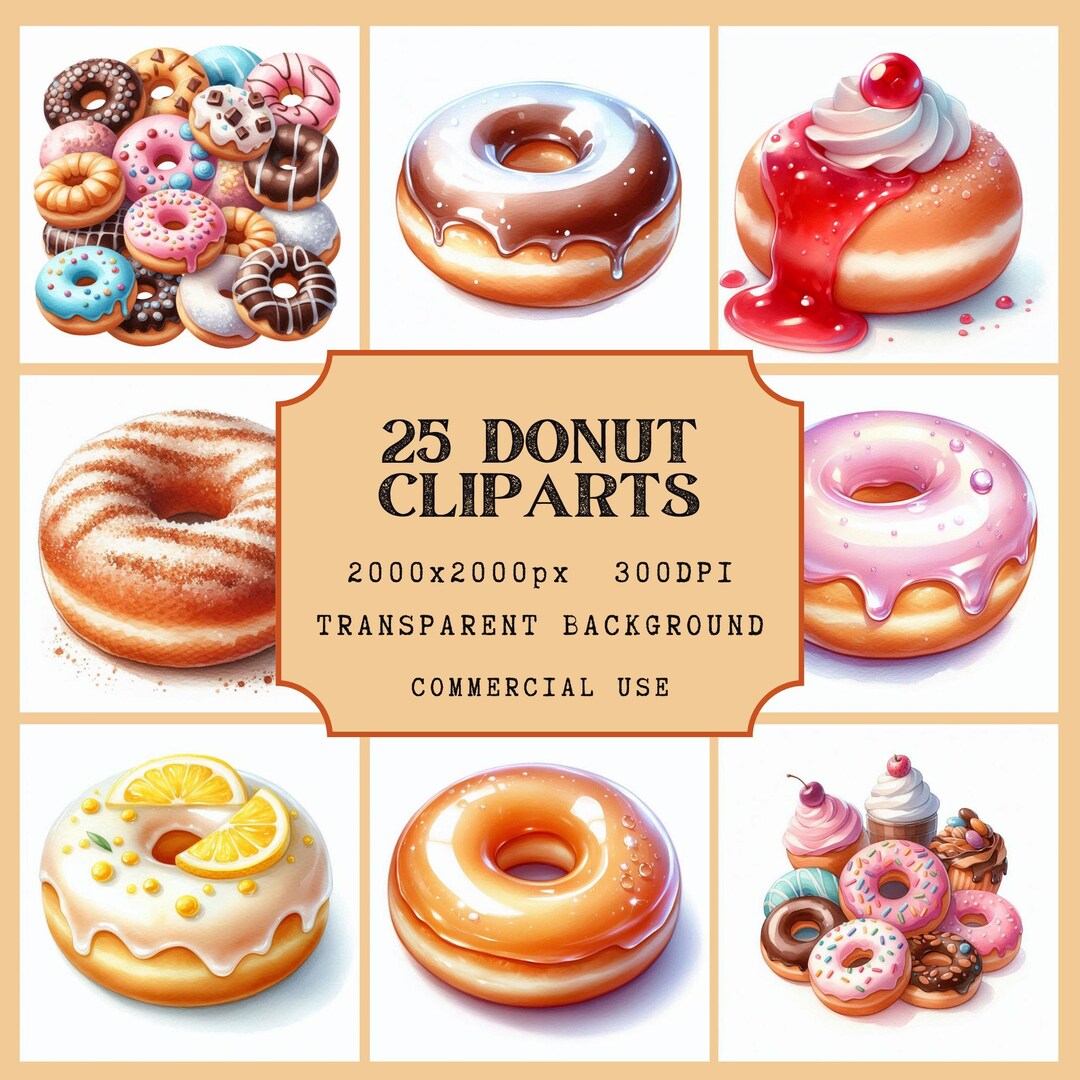 25 Donut Clipart | Donut PNG | Donut Clip Art | Doughnut Clipart | Cake ...